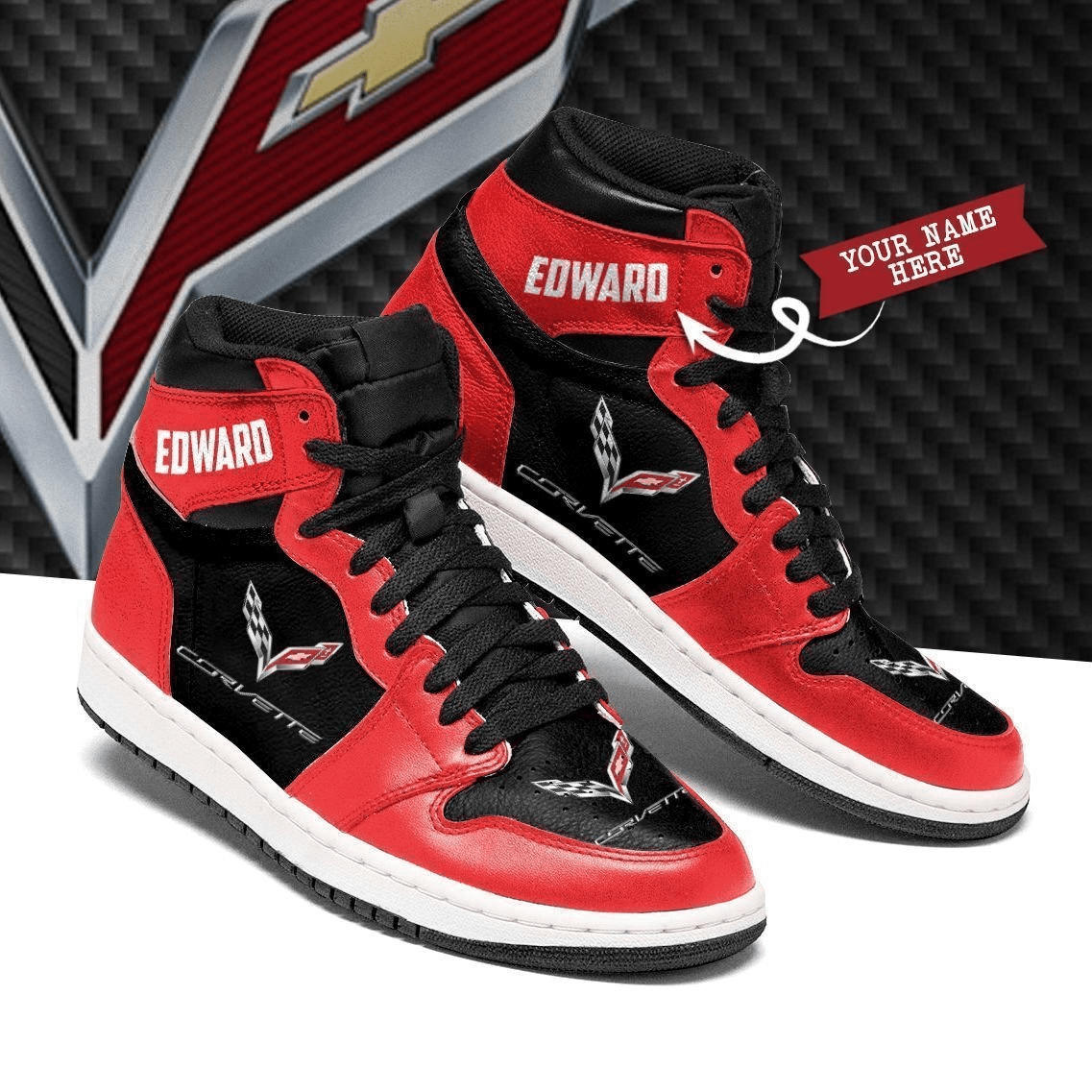 Chevrolet Corvette AJ1 High Sneakers Shoes For Men And Women - Luxin Shoes