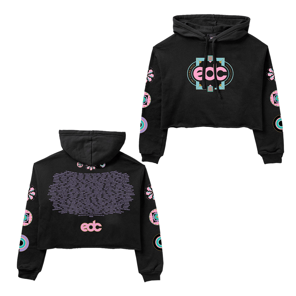 EDC Merch EDC Las Vegas 2025 Kinetic Lineup Crop Hoodie Gifts For Music ...