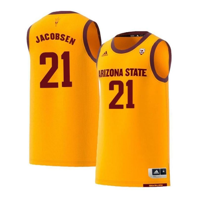 Men 21 Eric Jacobsen Yellow Retro Arizona State Sun Devils Basketball ...