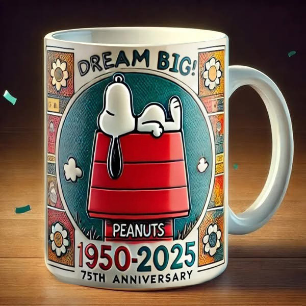 Peanuts Snoopy Dream Big 1950 2025 75Th Anniversary Mug Cute Snoopy ...