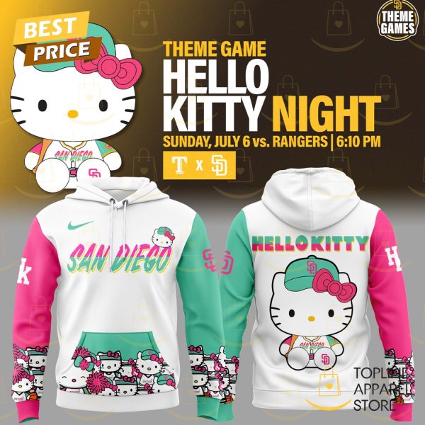 San Diego Padres Theme Game Hello Kitty Night 2025 Hoodie - Clomic Store